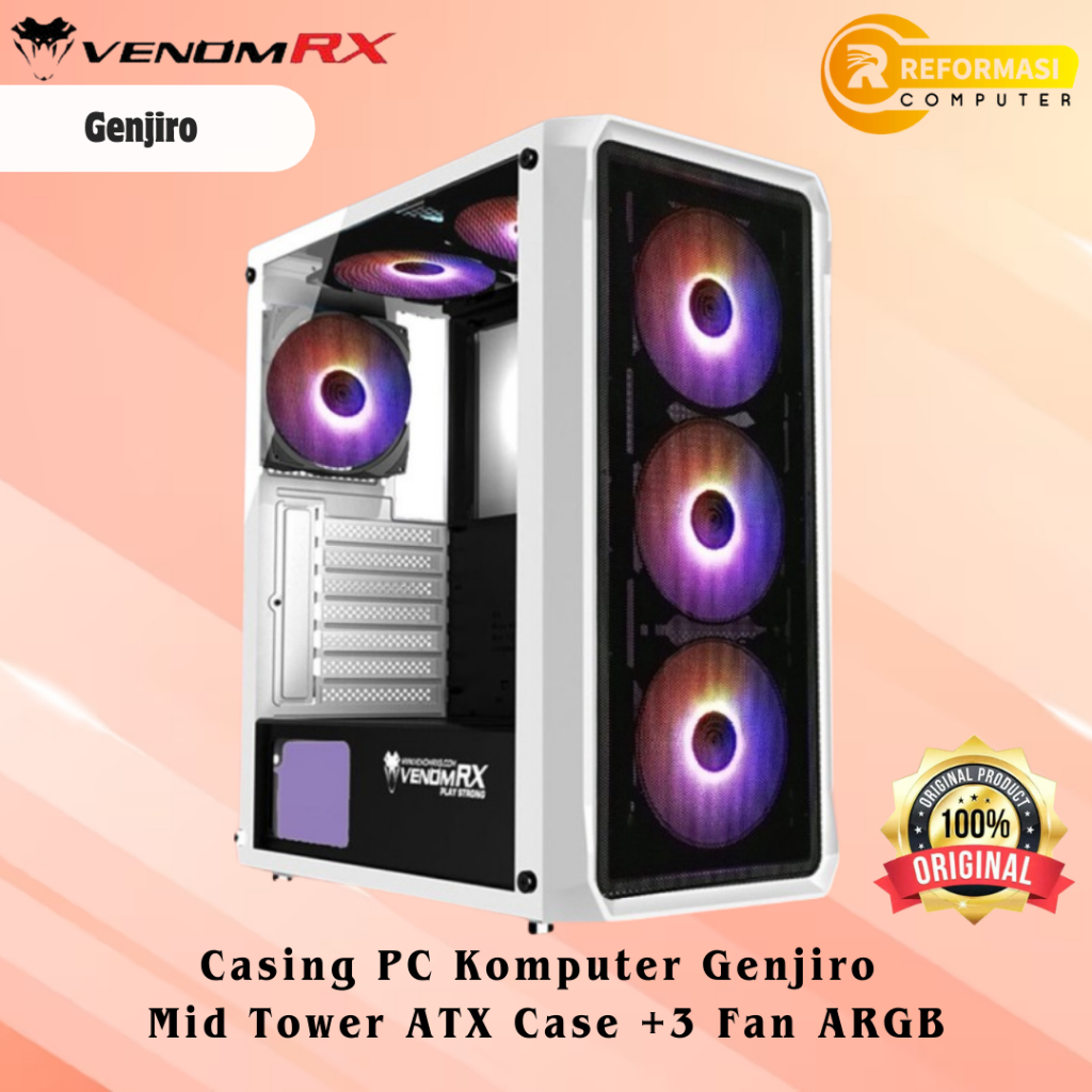 Jual VENOMRX Komputer VenomRX Casing PC Genjiro Mid Tower ATX Case +3 ...