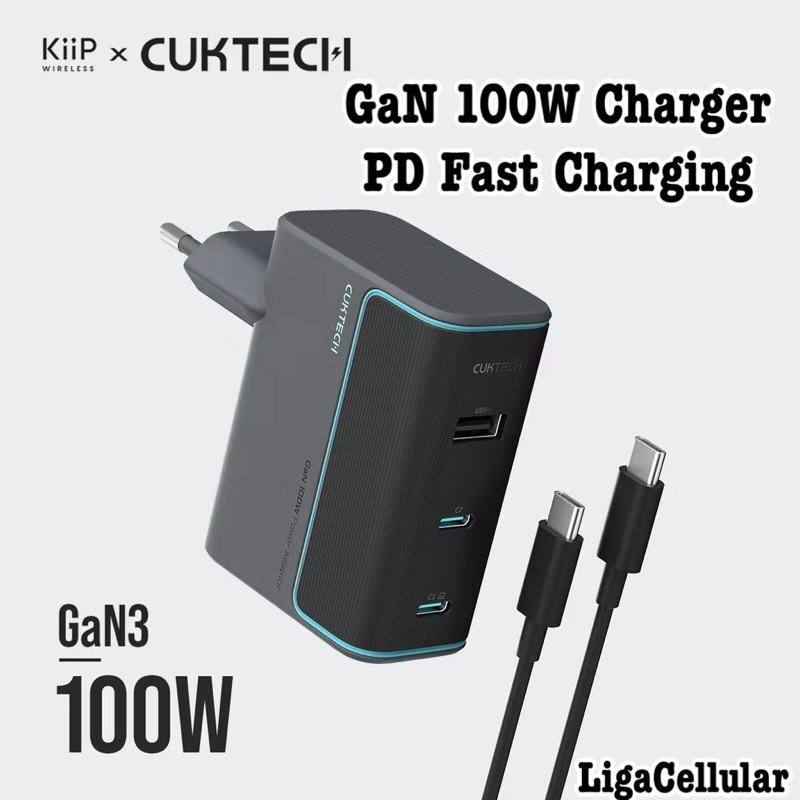 Jual Cuktech 10 GaN 100W Charger Adaptor Fast Charging USB+Type C Port Quick Charge | Shopee ...