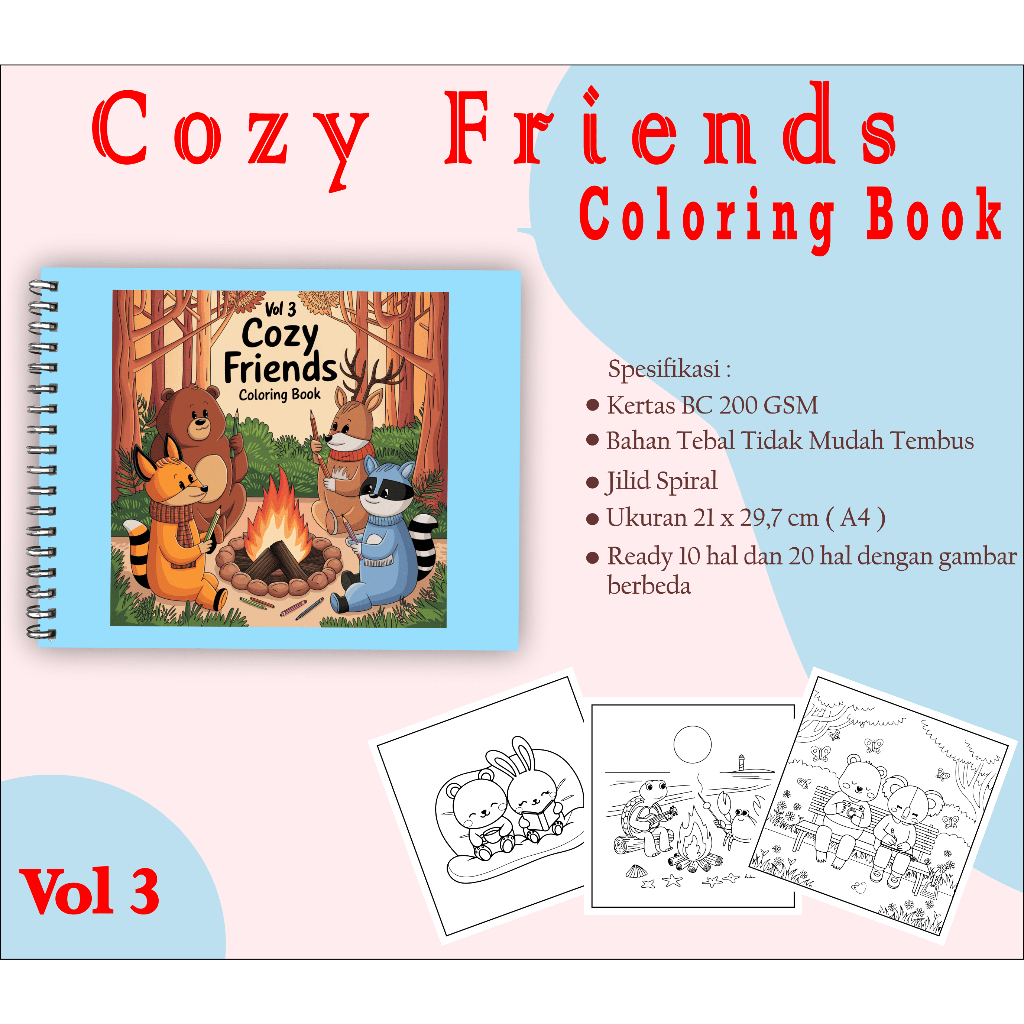 Jual Cozy Friends Coloring Fun Vol 3 Buku Mewarnai untuk Santai Bersama ...