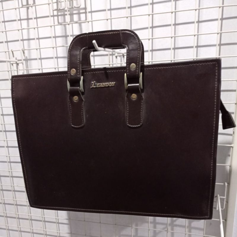 Jual LANDON leather briefcase -preloved -alas 12x41cm tinggi 29cm | Shopee Indonesia