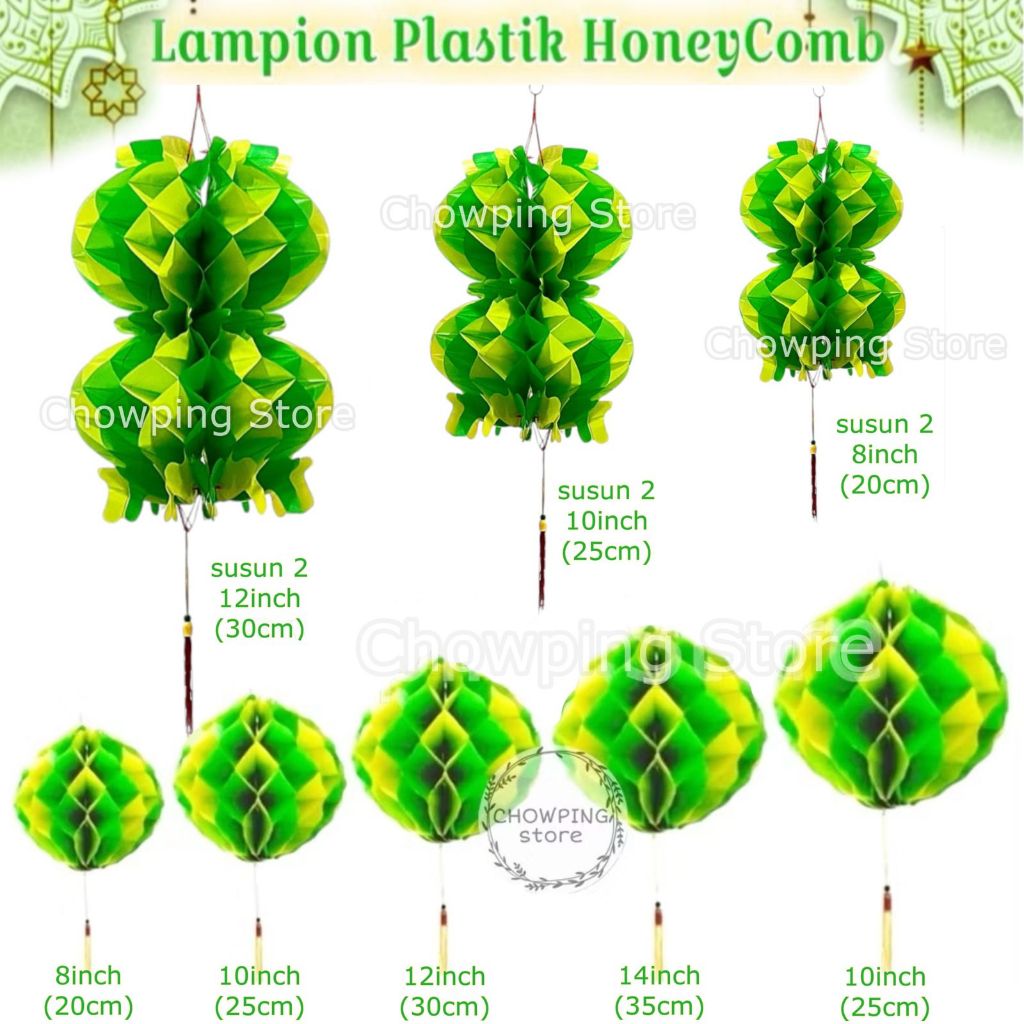 Jual Lampion Lipat Plastik Honeycomb Bulat Hijau Kuning Hiasan Dekorasi ...