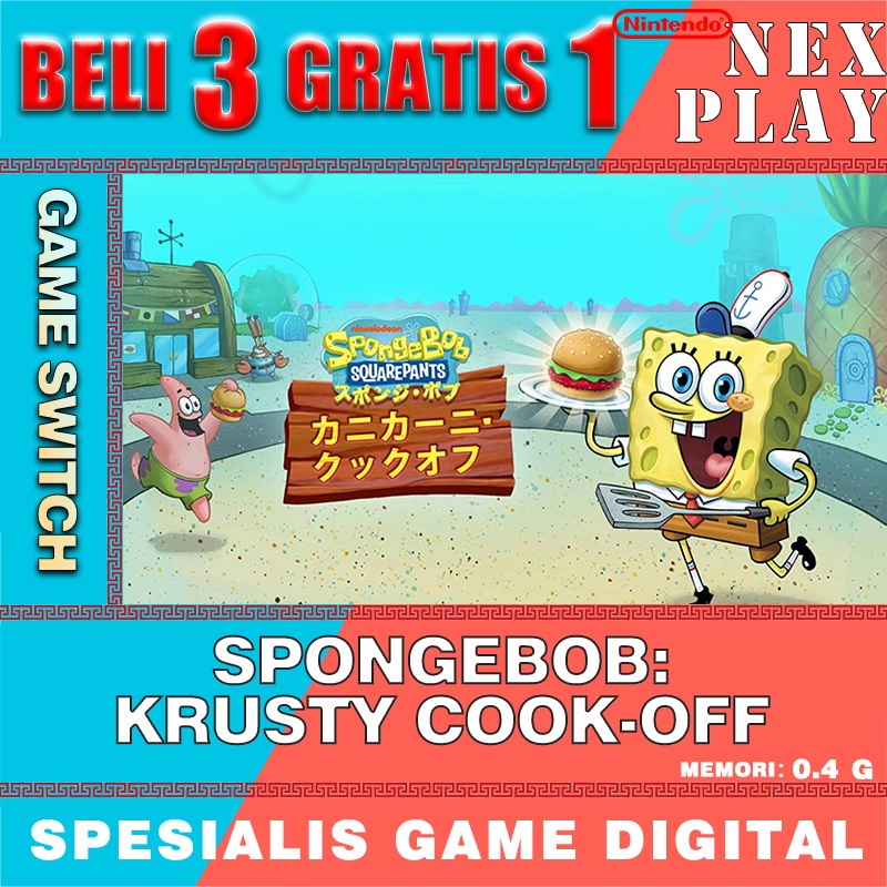 Jual SpongeBob: Krusty Cook-Off Nintendo Switch Digital Game （BELI 3 ...