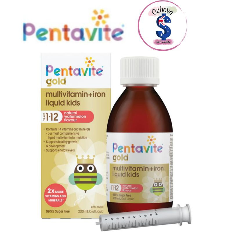 Jual Pentavite Gold Multivitamin + Iron Liquid For Kids 200ml | Shopee ...