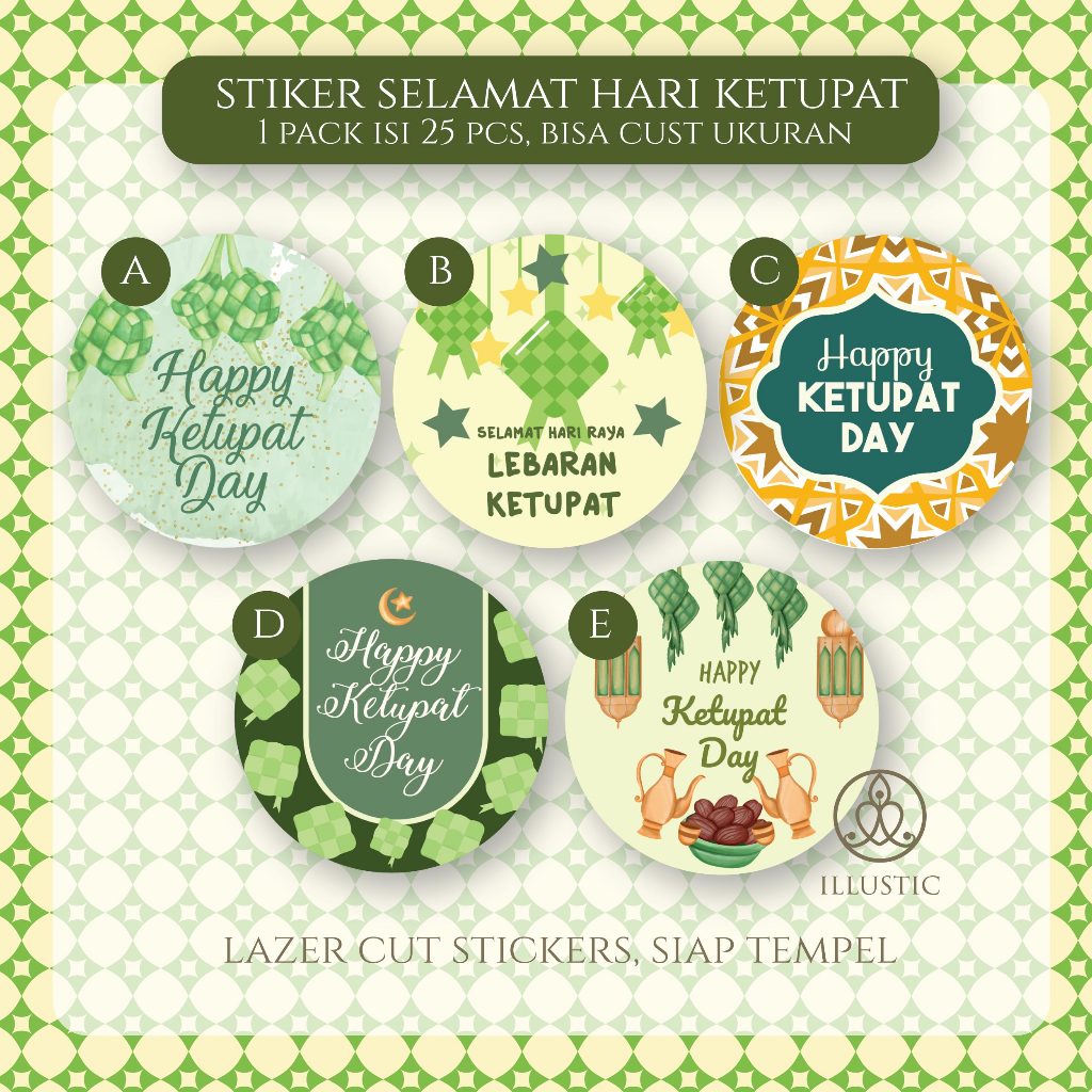Jual Sticker Bulat Selamat Hari Ketupat bisa custom ukuran | Shopee ...
