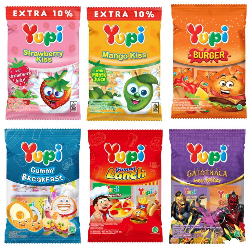 Jual Yupi Aneka Permen kenyal gummy Sweet Artifact strawberry mini ...