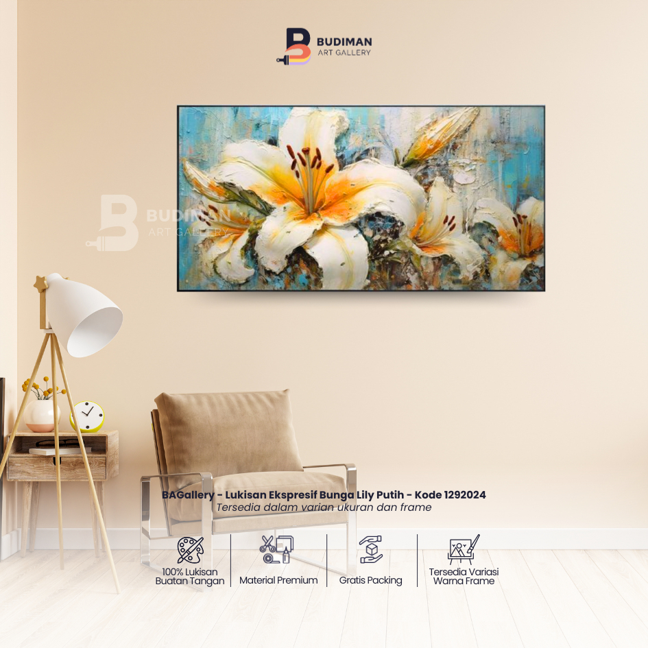 Jual BAGallery - Lukisan Hiasan Dinding Estetik Bunga Lily Putih 120cm x 60cm - Kode 1292024 ...