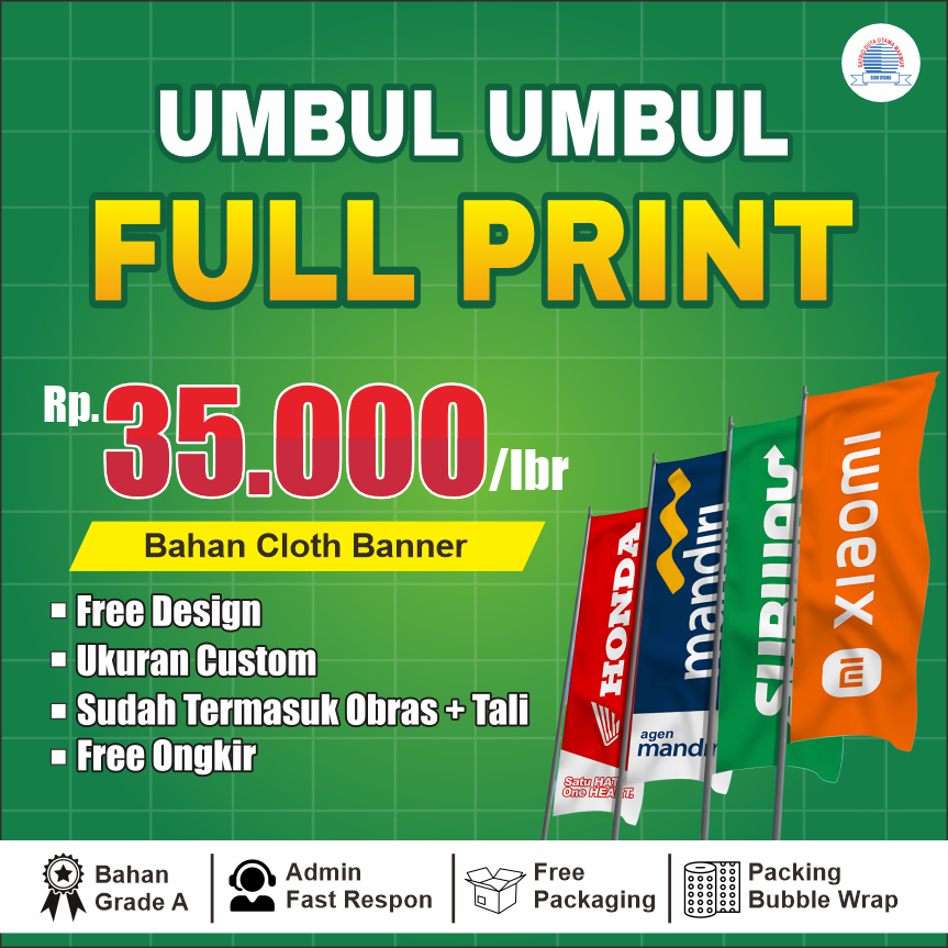 Jual CETAK UMBUL-UMBUL // BENDERA CUSTOM UKURAN (BAHAN SATIN CLOTH ...