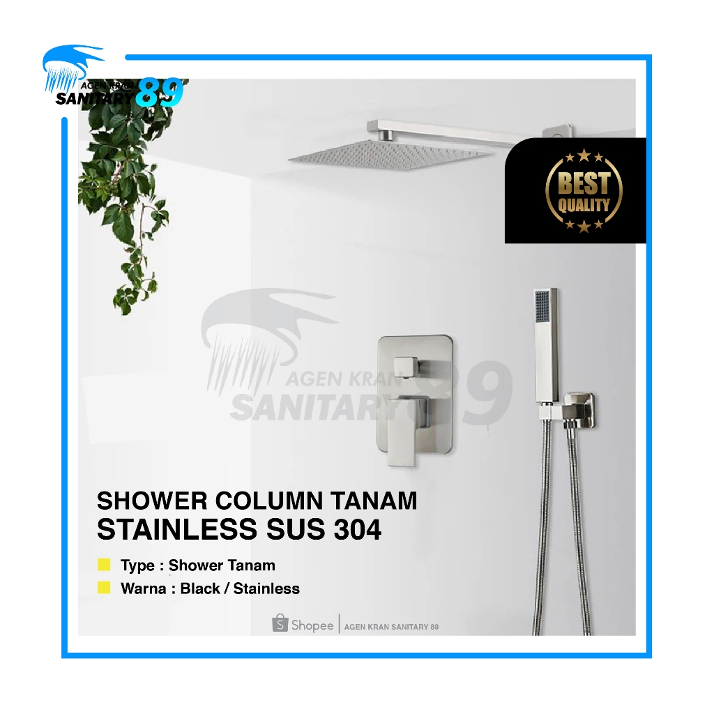Jual SHOWER TANAM PANAS DINGIN/STOP KRAN/WALL SHOWER/SHOWER TIANG TANAM BLACK DAN STAINLESS ...