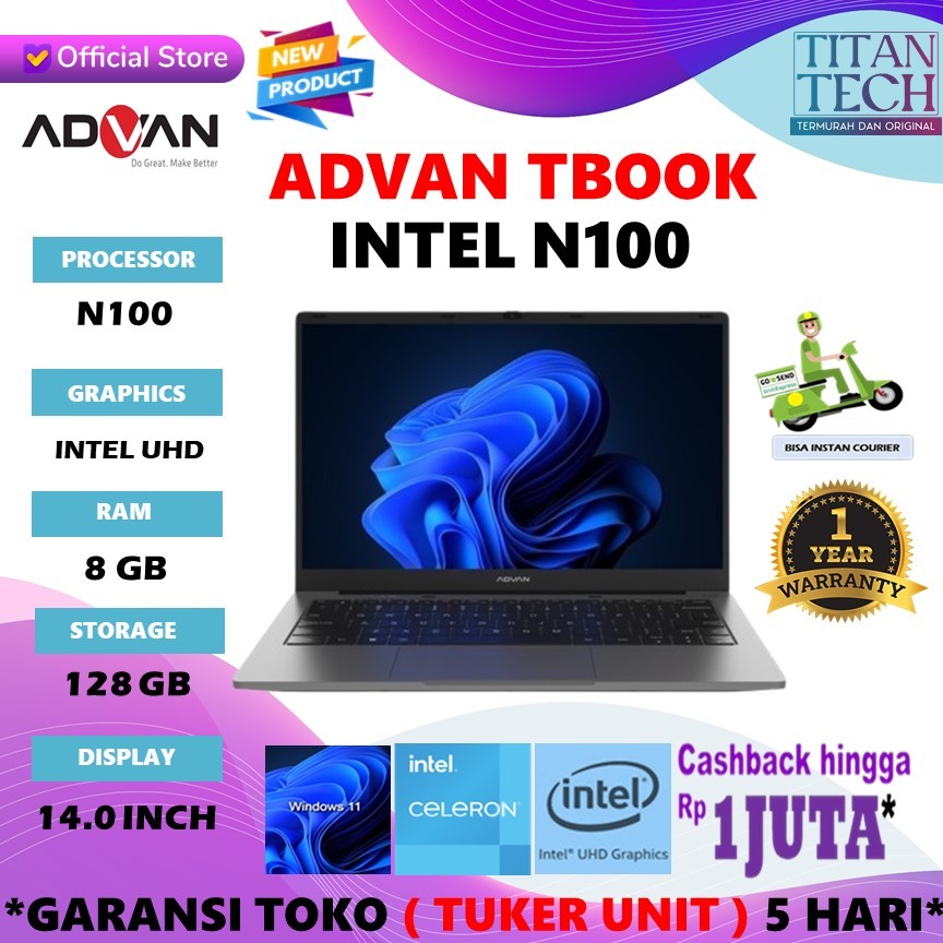 Jual ADVAN TBOOK INTEL CELERON N100 4GB / 8GB 128GB W11 14 | Shopee ...