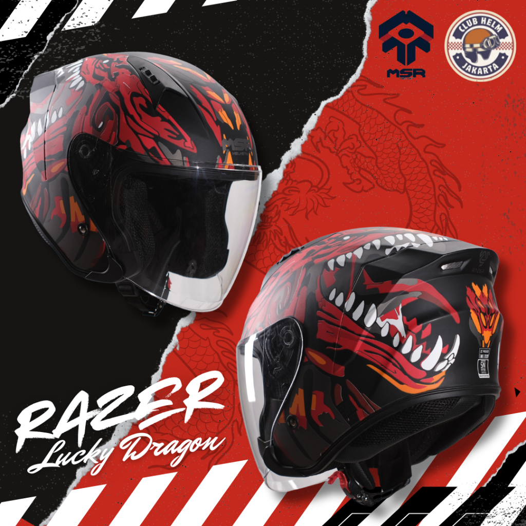 Jual Helm Dewasa SNI MSR Razer Spoiler Cowo Cewe Unisex Motif Lucky ...