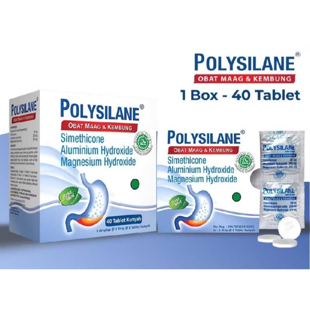 Jual Polysilane Box 40 Tablet Kunyah Obat Maag & Kembung | Shopee Indonesia