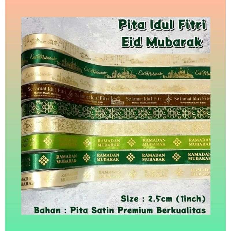 Jual Pita Idul Fitri Satin 2.5cm Pita Eid Mubarak Ramadhan Lebaran 1 ...