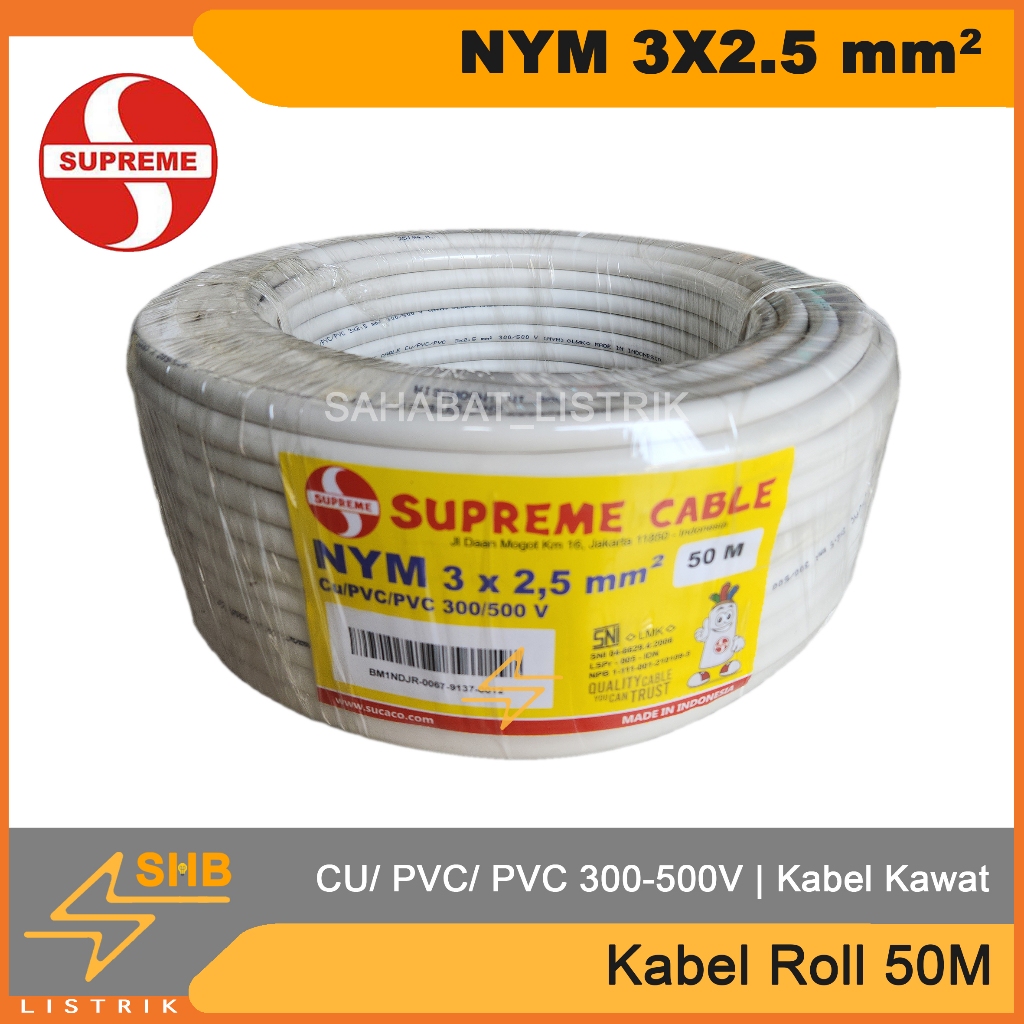 Jual Supreme Kabel NYM 3x2.5 3x2,5 Roll 50 M Meter | Shopee Indonesia