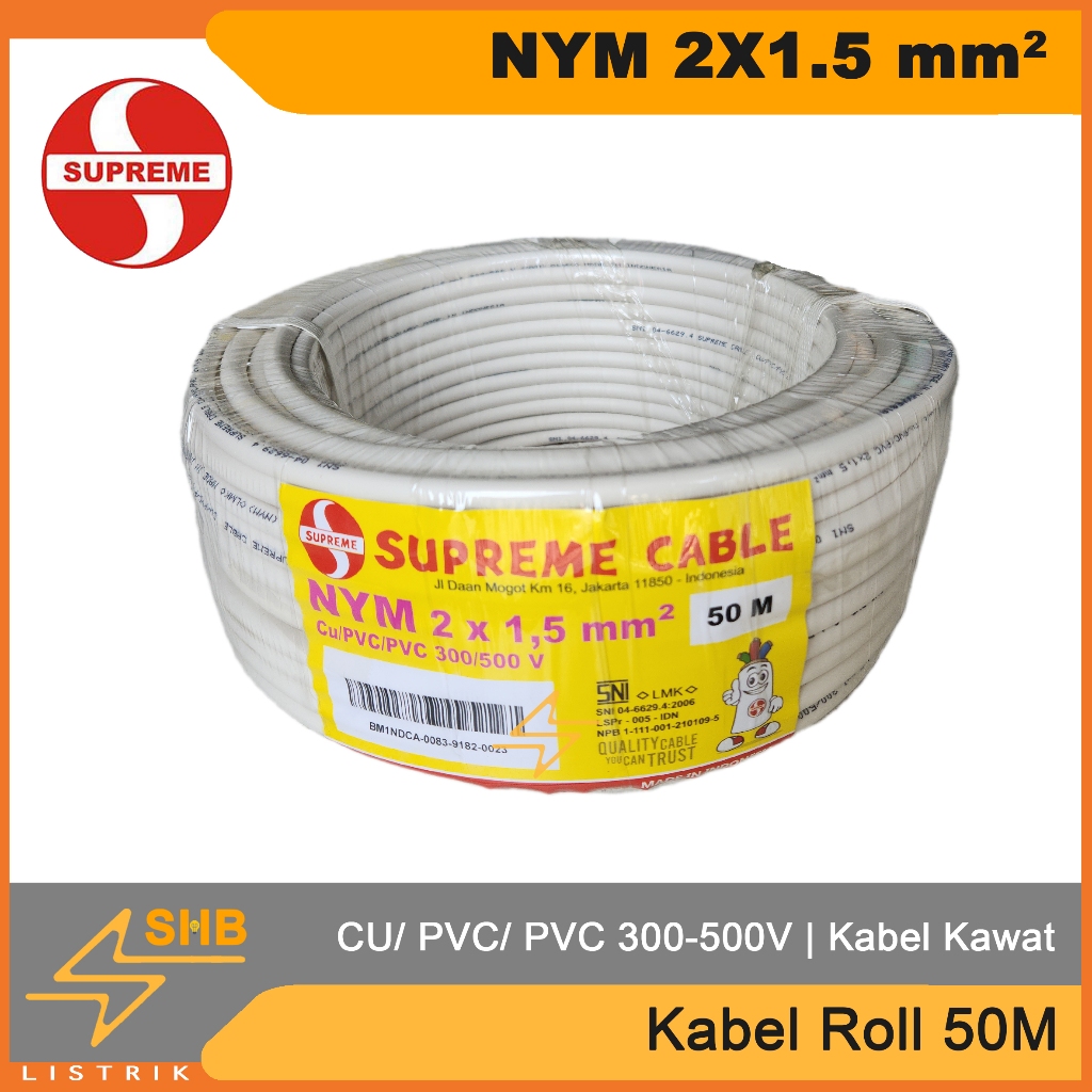 Jual Supreme Kabel NYM 2x1.5 2x1,5 Roll 50 M Meter | Shopee Indonesia