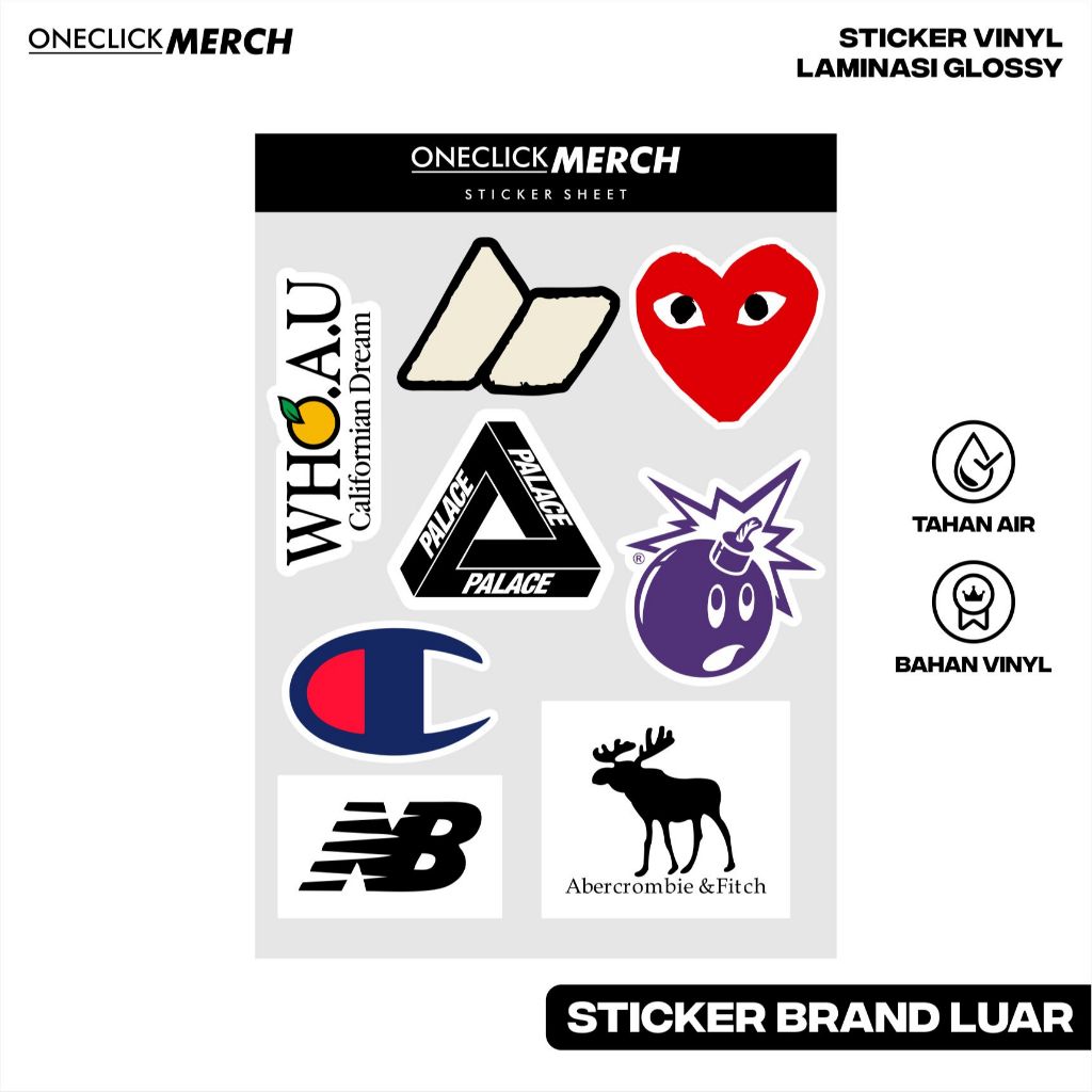 Jual Sticker Pack BRAND CLOTHING LUAR NEGERI Bahan Vinyl Untuk Hp ...