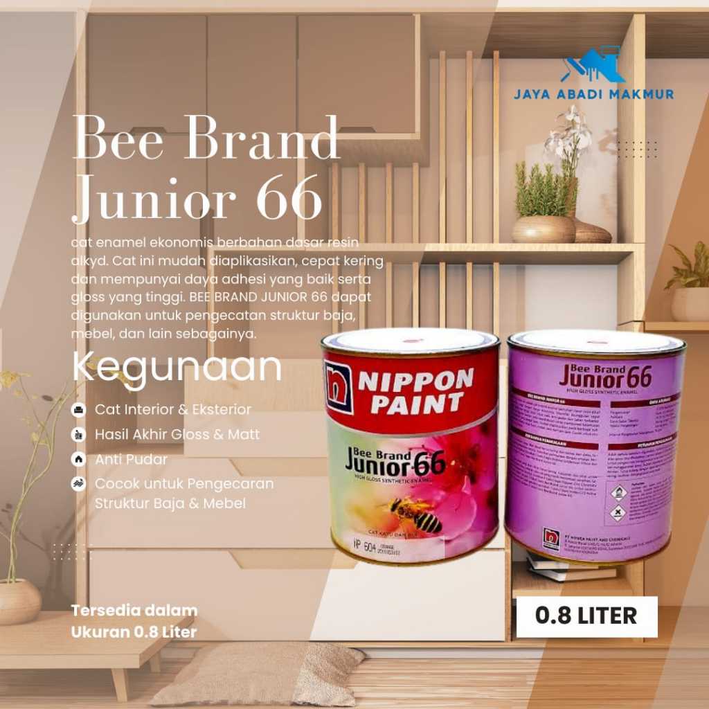 Jual Nippon Paint Bee Brand Junior 66 0.8 Liter / Cat Kayu dan Besi | Shopee Indonesia
