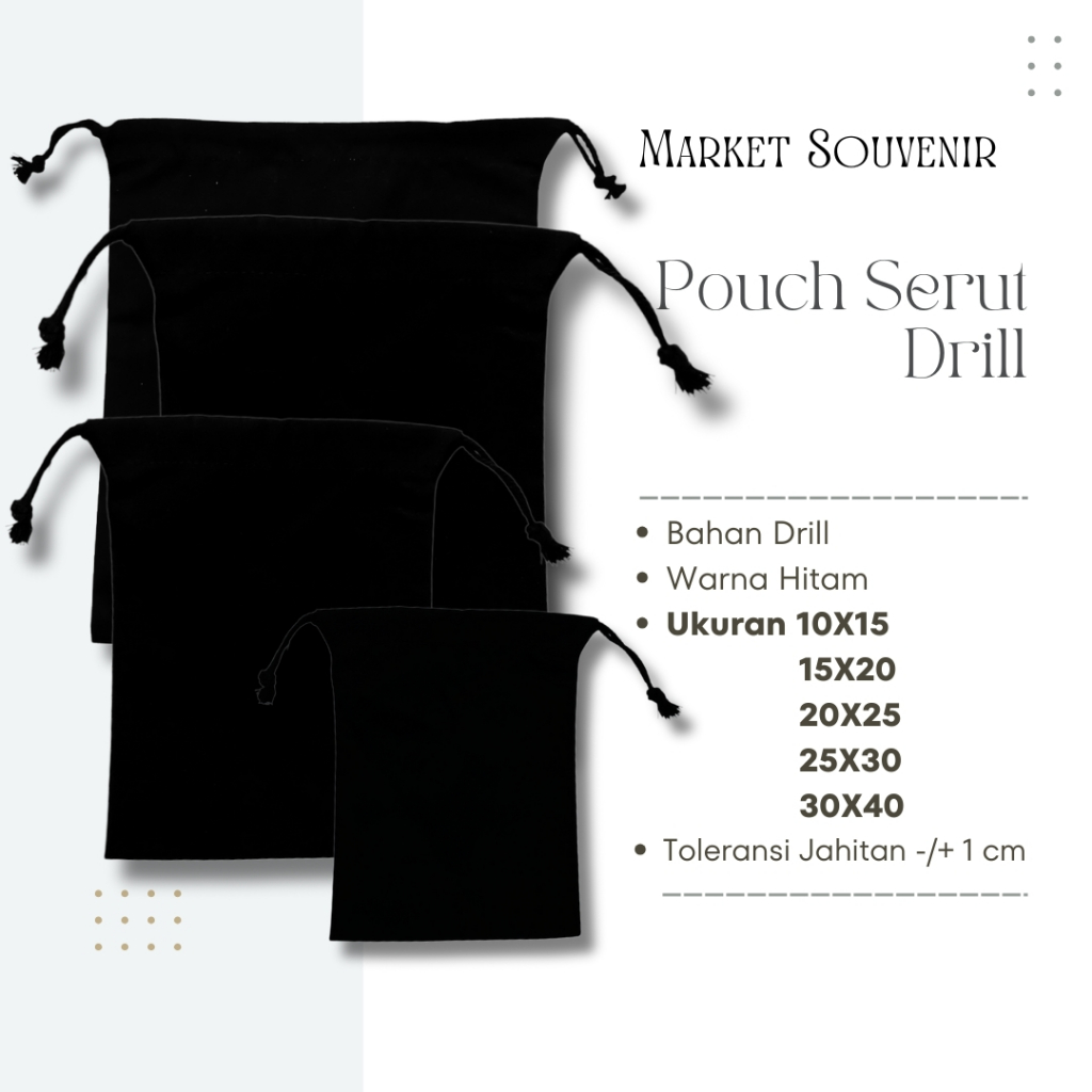 Jual POUCH SERUT DRILL/KANTONG SERUT HITAM DRILL/ANEKA POUCH HITAM DRIL ...