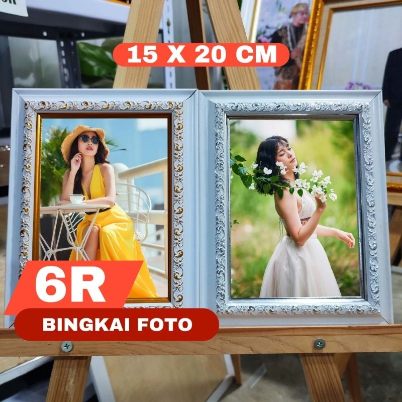 Jual BINGKAI FOTO 6R 15X20 / FRAME PIGURA FOTO 5R UKIR PUTIH EMAS GOLD ...