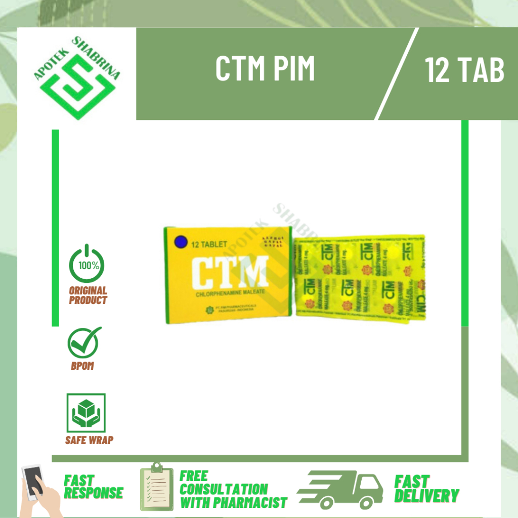 Jual CTM PIM ISI 12 TABLET ATAU 1 KOTAK / obat Alergi menyebabkan ...
