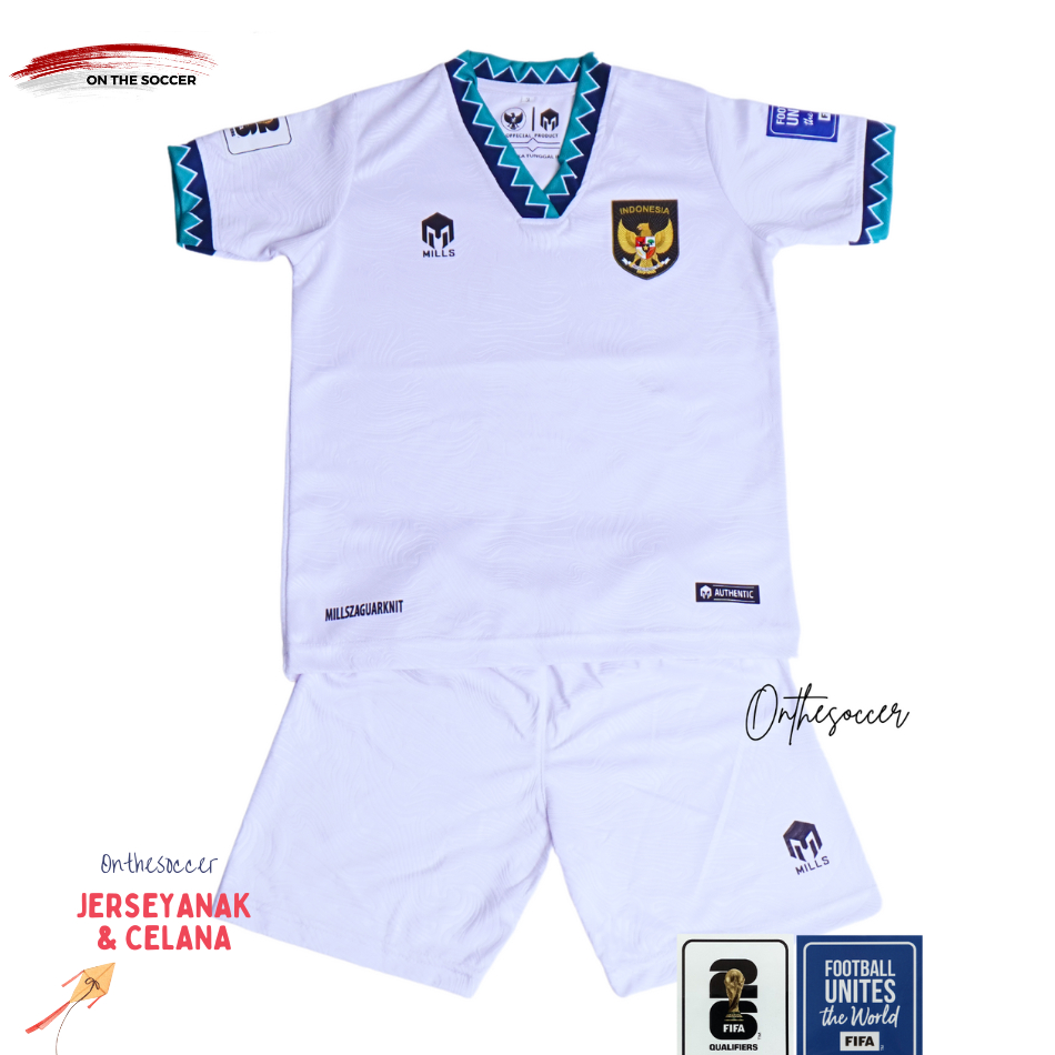 Jual Jersey Timnas Indonesia Mills Anak Putih Away Setelan sudah ...