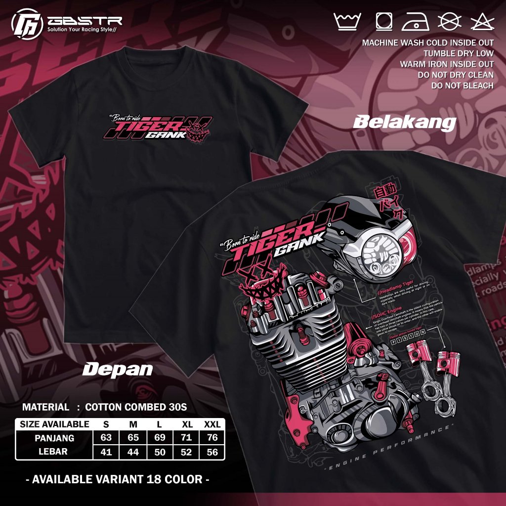 Jual Kaos Racing Tiger Gank Born To Ride Baju Distro Motor Herex Honda Gank Tshirt Otomotif ...