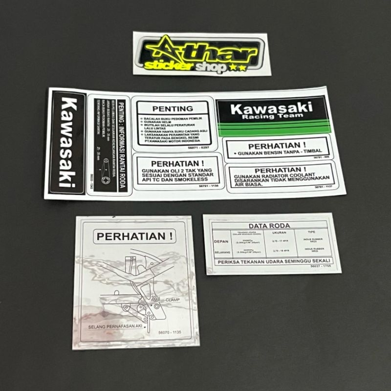 Jual stiker set Kawasaki stiker detail warning perhatian putih ...