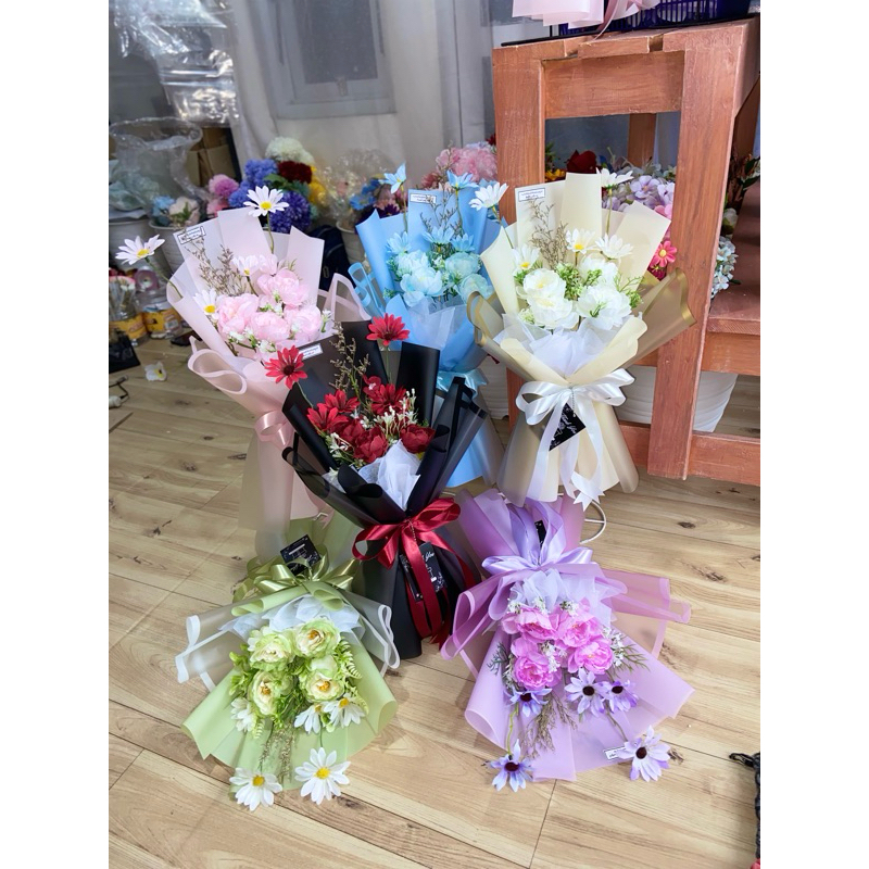 Jual Buket Bunga Artificial Peony Mix Aster / Buket Hadiah Ulang Tahun ...