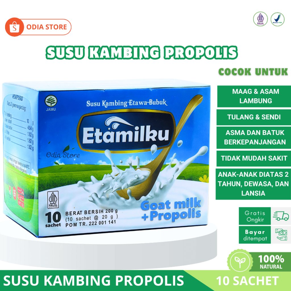 Jual BPOM Susu Kambing Etawa Bubuk ETAMILKU 1 BOX – untuk Maag, Asam ...