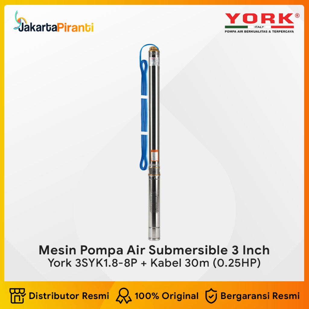 Jual Mesin Pompa Air Submersible Satelit Sibel York 3SYK1.8-8P 0.25HP ...