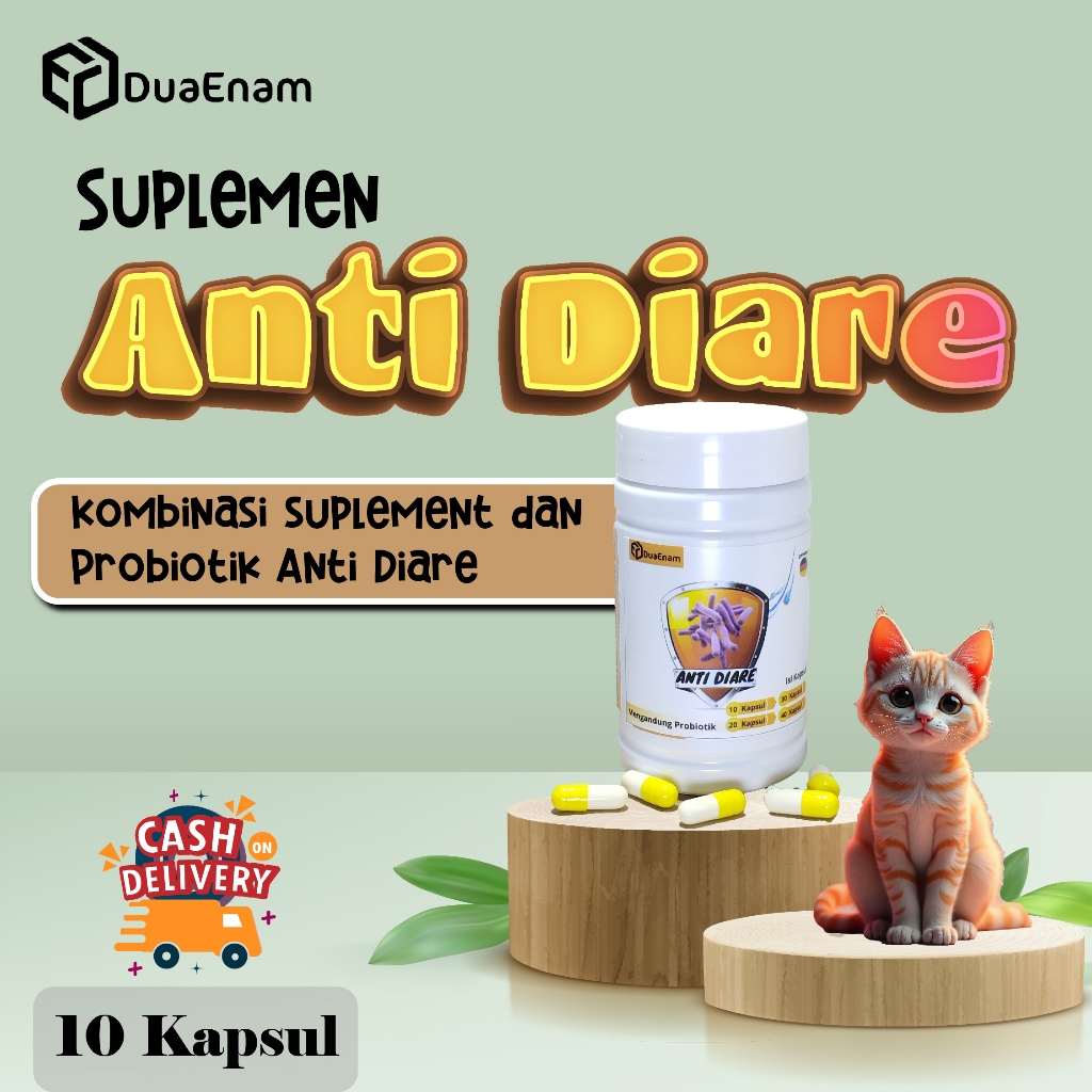 Jual DUAENAM SUPLEMENT ANTI DIARE KITTEN 10 kapsul obat mencret lemas ...