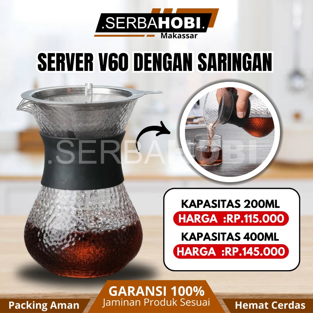 Jual Server V60 Dengan Filter Saringan Stainless Steel Manual Brew ...