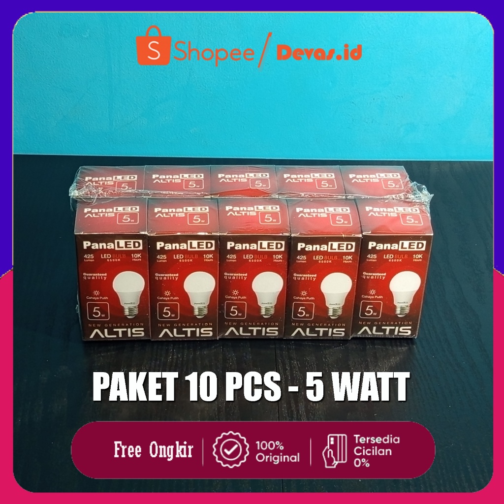 Jual PAKET 10 PCS LAMPU 5W LED PANALED ALTIS A-BULB 6500K 5 WATT CAHAYA PUTIH | Shopee Indonesia