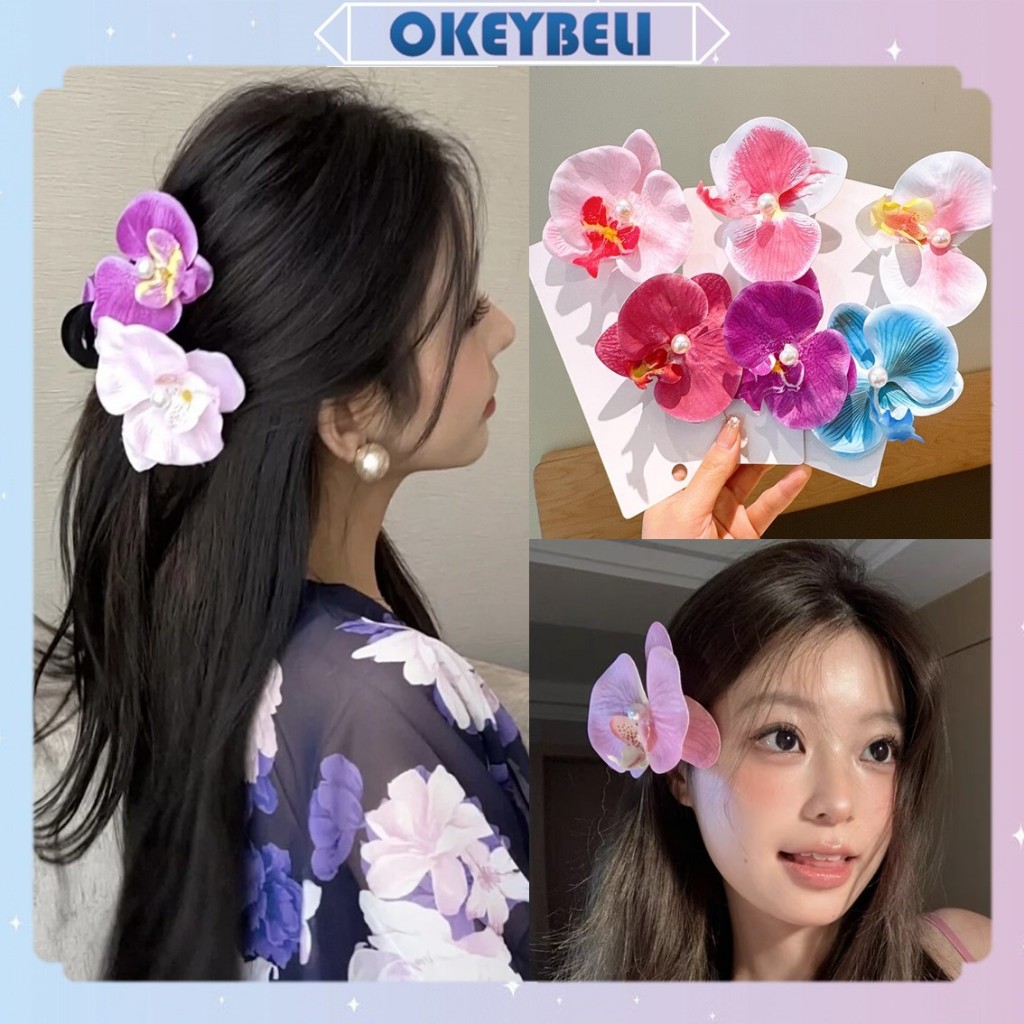 Jual •OKEY BELI•JP1989 Jepit Rambut Fashion Wanita kepala Bunga Anggrek ...