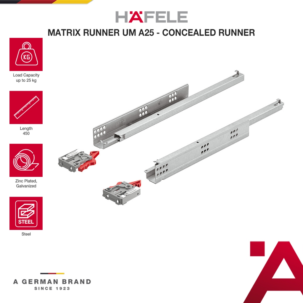 Jual Hafele Rel Laci Tandem Soft Close Mx Runner UM A25 Single Ext 45 ...