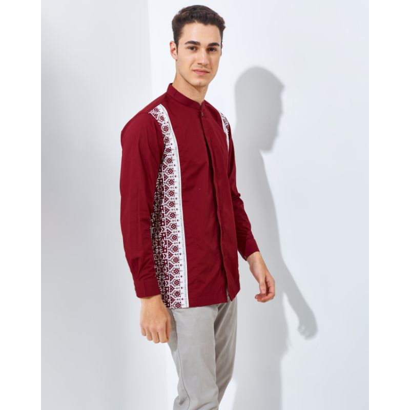 Jual ALDEBARAN- 100% Katun Kemeja Koko Raya Series Maron Lengan Panjang ...