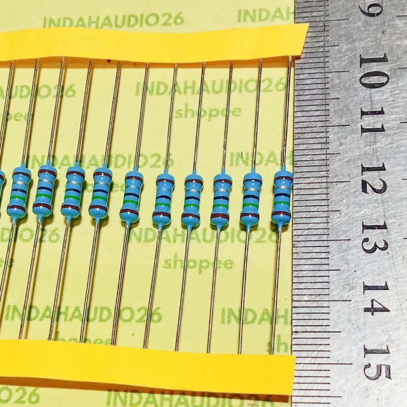 Jual taiwan 15R 1/2W 1% metal film kaki tebal tembaga resistor 15 ohm 1/2w 1 persen setengah ...