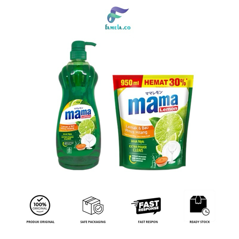 Jual Paket Isi 2 Mama Lemon Sabun Cuci Piring 1 liter Botol + Refil ...