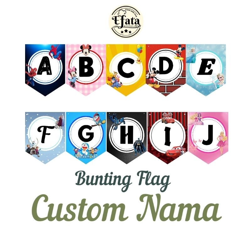 Jual Bunting Flag / Banner Custom Nama (Sudah dengan pita tali ...