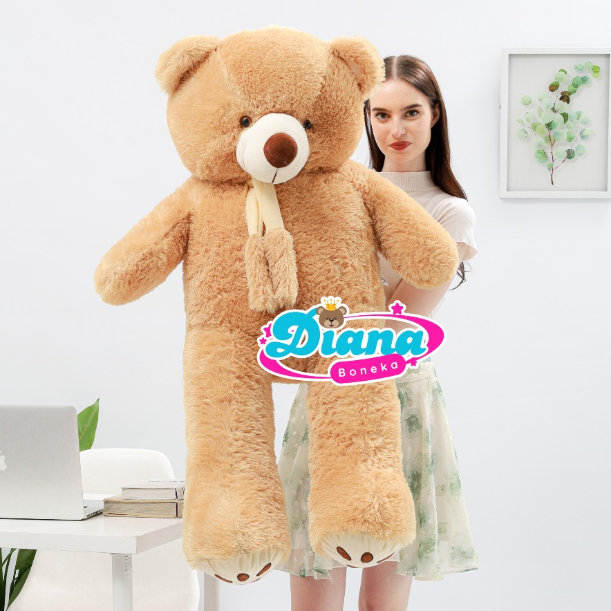 Jual Boneka jumbo besar beruang teddy bear 90cm syal telapak kado ulang ...