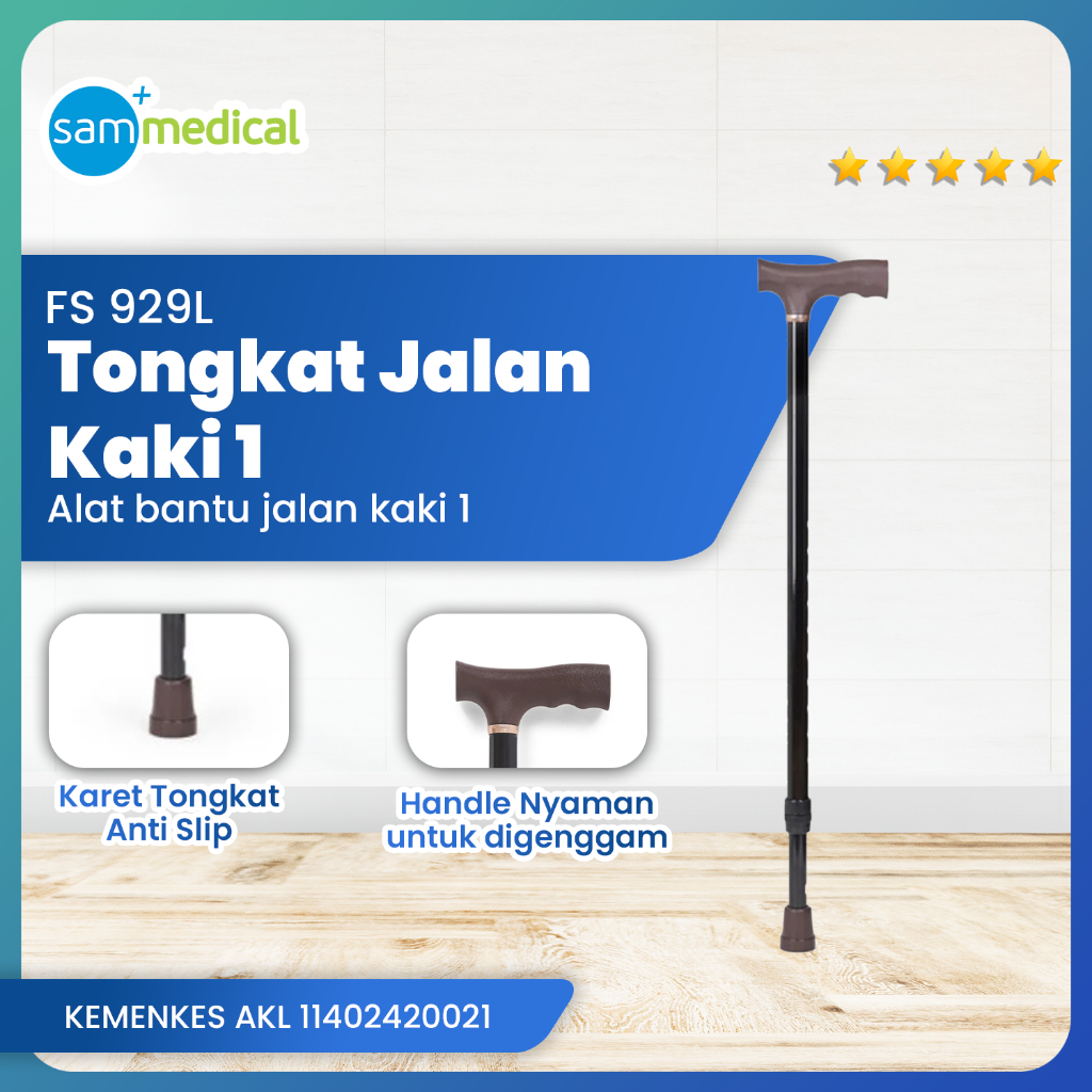 Jual Tongkat Kaki 1 Lurus / Tongkat Jalan / Tongkat Lansia / Alat Bantu ...