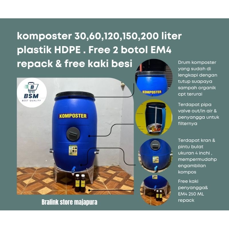 Jual Drum komposter 120 liter lengkap free kaki | Shopee Indonesia