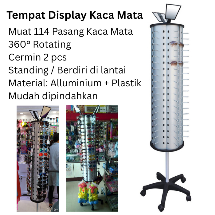 Jual Rak Pajangan Kaca Mata isi 114 Putar 360 Derajat Tempat Kacamata ...