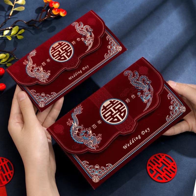 Jual Kertas Angpao/Amplop Merah/Chinese Red Envelope Beludru Shuang Xi ...