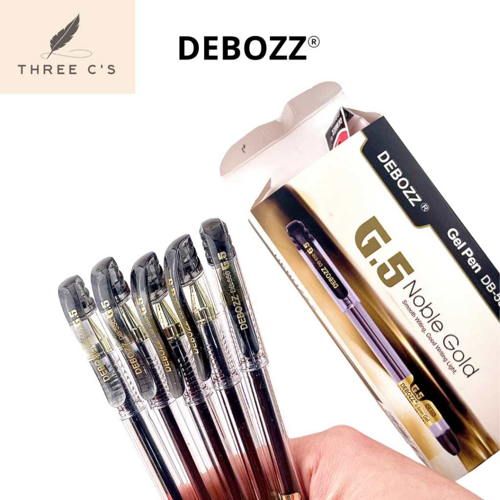 Jual Pulpen Pena Gel Pen Hitam Biru 0.5 1 Pack 12pcs DEBOZZ DB-550 ...
