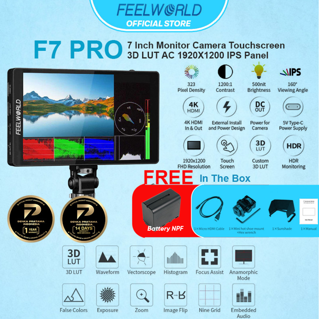 Jual FEELWORLD F7 PRO 7 Inch Monitor Camera Touchscreen 1920X1200 IPS ...