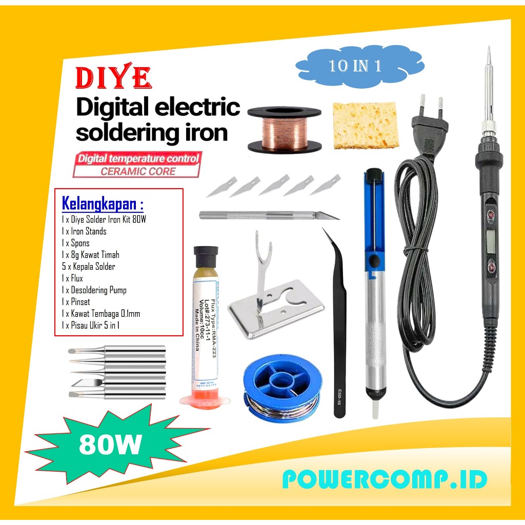 Jual DIYE Solder Full Set Lengkap! 80W 10in1 Adjustable Temperature ...