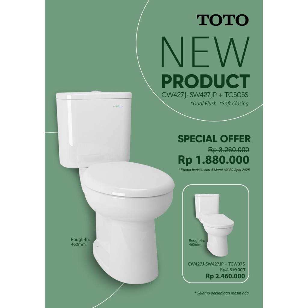 Jual TOTO CLOSET DUDUK CW427J / CW 427 J / SW 427 JP / SW427JP WHITE ...