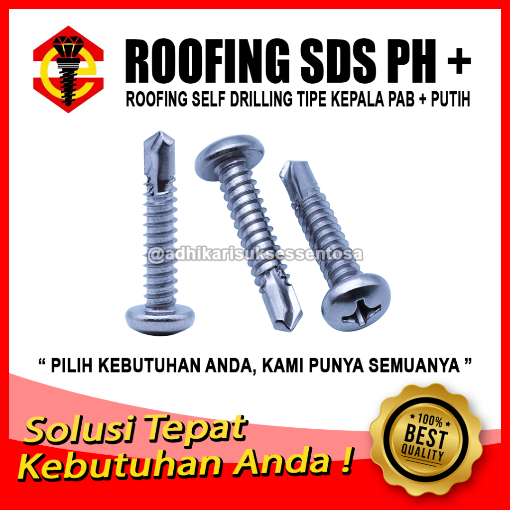 Jual (100 PCS) Sekrup Roofing SDS PH #8x32 / Baut Baja Ringan PAB 3 CM ...