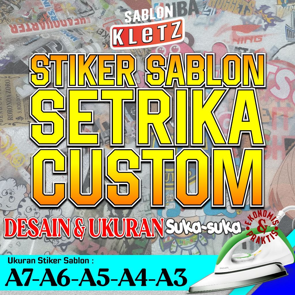 Jual Stiker Sablon Setrika Custom Satuan DTF Ukuran A4 | Shopee Indonesia