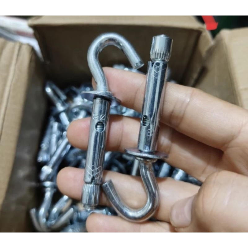 Jual hook dynabolt m8x50 gantungan galvanis/ hook anchor m8x40 gantung ...